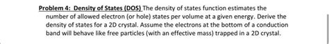 Solved Problem Density Of States DOS The Density Of Chegg Com
