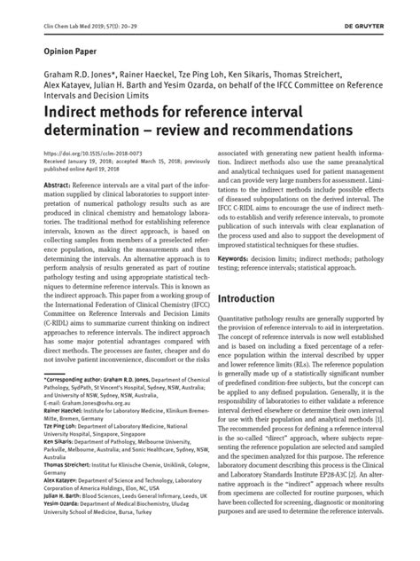 indirect methods for reference interval determination review and