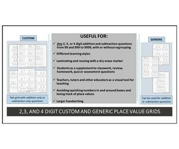 Blank Place Value Grids For And Digit Addition And Subtraction