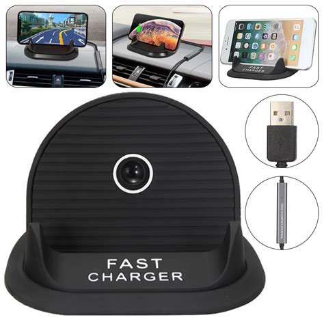 10w Dc 5v 2a 휴대용 무선 충전기 자동차 대시 보드 2 In 1 휴대 전화 스탠드 홀더 자동차에 대 티몬