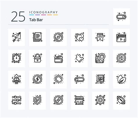 Free Vector Tab Bar 25 Line Icon Pack Including Movie Wish List Delete Shopping List Like