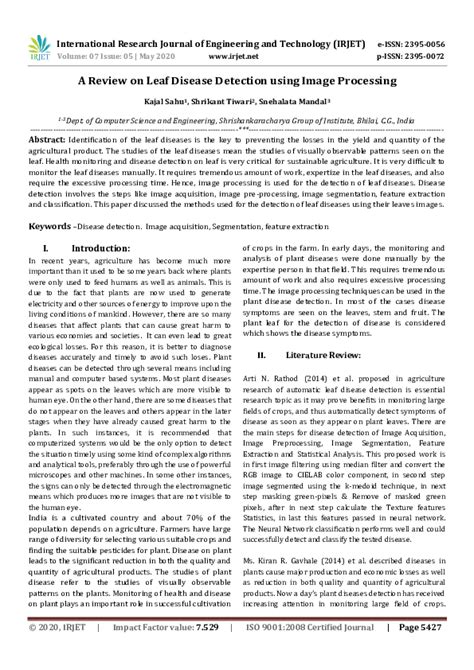 Pdf A Review On Leaf Disease Detection Using Image Processing