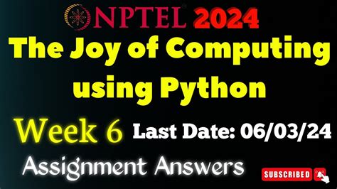 The Joy Of Computing Using Python Week 6 Assignment Answers Nptel Jan Apr 2024 Youtube