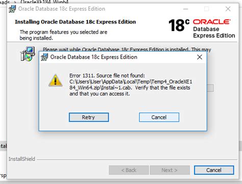 Installation Of Oracle Xe Failed Oracle Forums