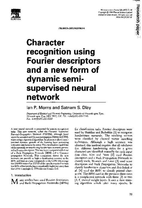 Pdf Character Recognition Using Fourier Descriptors And A New Form Of