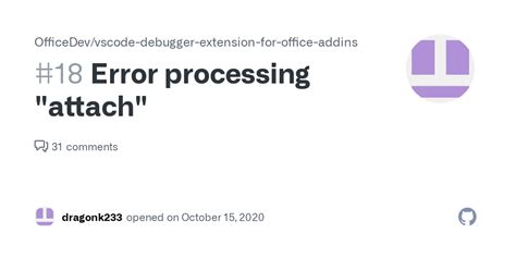 Error Processing Attach Issue Officedev Vscode Debugger Extension For Office Addins