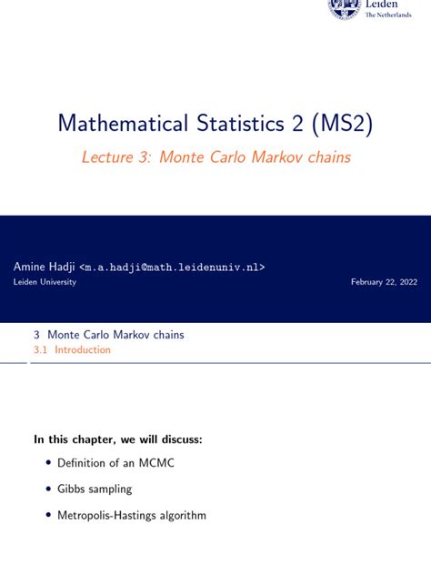3 Ms2 Mcmc Pdf Markov Chain Monte Carlo Method