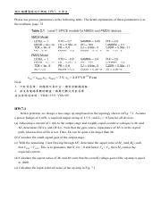 HW pdf 類比積體電路設計概論 HW 不用交 Please use process parameters in the following table The detail
