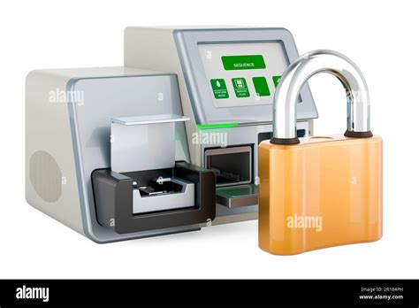 Dna Sequencer With Padlock 3d Rendering Isolated On White Background