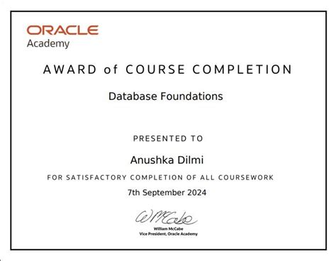 anushka gamage on linkedin oracleacademy databasefoundations