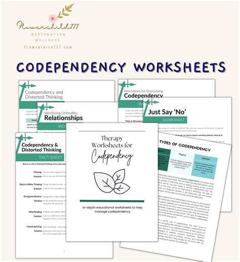 Codependency Therapy Activity Worksheets Overcoming 59 Off