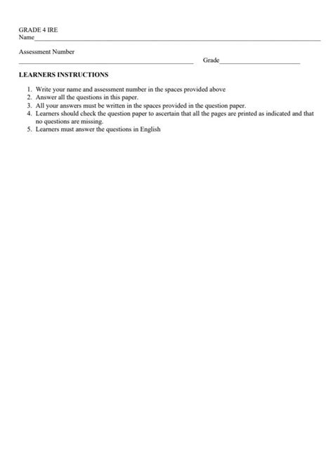 Grade 4 Ire August 2024 Holiday Assignment 16803