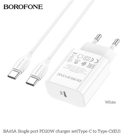 Bộ Sạc Ba65a Pd20w Một Cổng Type C Sang Type C Eu
