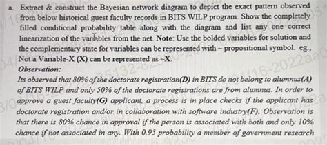 Solved A Extract And Construct The Bayesian Network Diagram
