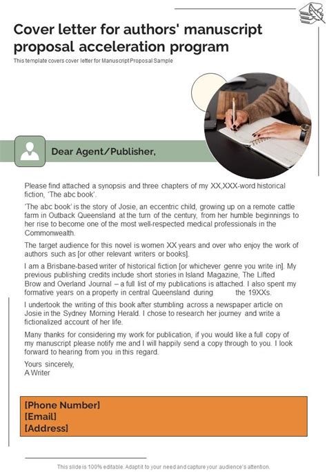 Cover Letter For Authors Manuscript Proposal Acceleration Program One Pager Sample Example Document