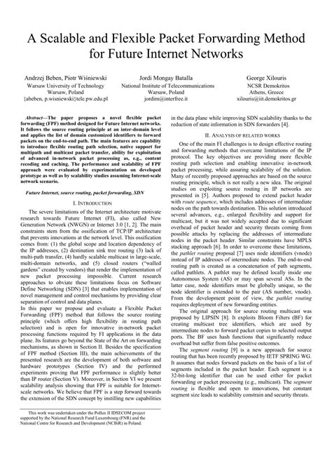 Pdf A Scalable And Flexible Packet Forwarding Method For Future Internet Networks