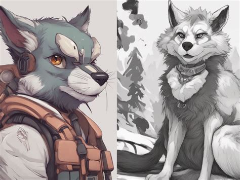 Furry Art Reference Sheet Illustration Furry Art Fursona Feral Anthro