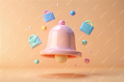 Premium Photo 3d Minimal Notification Bell Icon With Color Objects