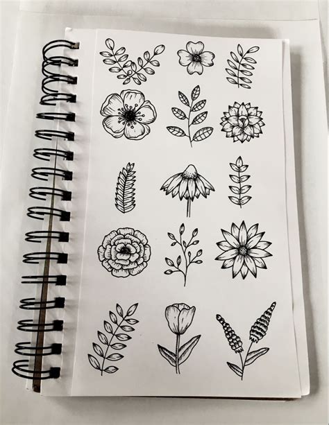 Floral Doodle Art Notebook Cottagecore Line Art Cottagecore Sketches