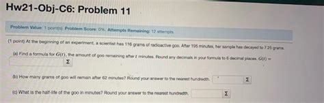 Solved Hw21 Obj C6 Problem 11 Problem Vatue 1 Points