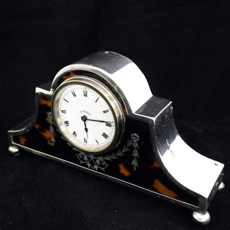 Silver And Tortoise Shell Mantel Clock