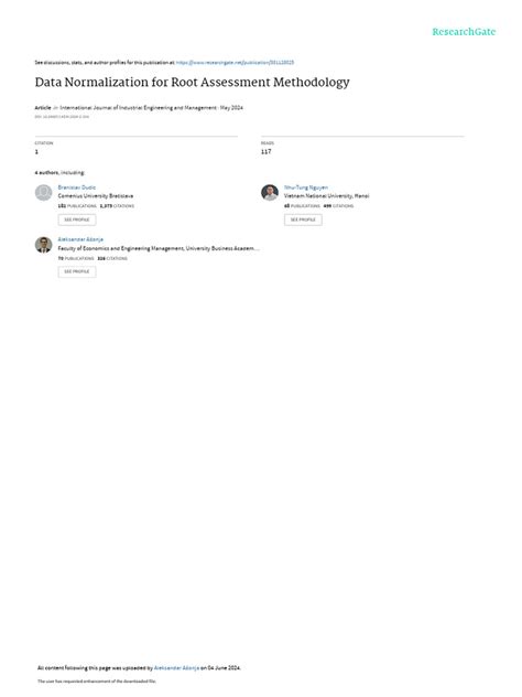 Data Normalization For Root Assessment Methodology Pdf