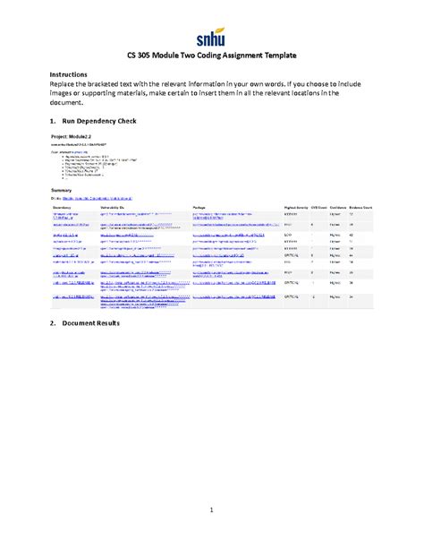 Cs 305 Module Two Coding Assignment Dependency Check Analysis Results