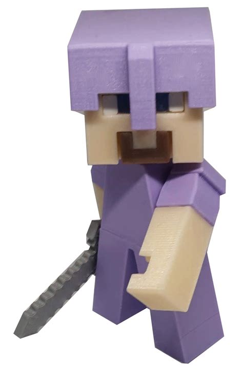 Action Figure Minecraft Steve Netherite Roxo 11cm De Altura Memetoys