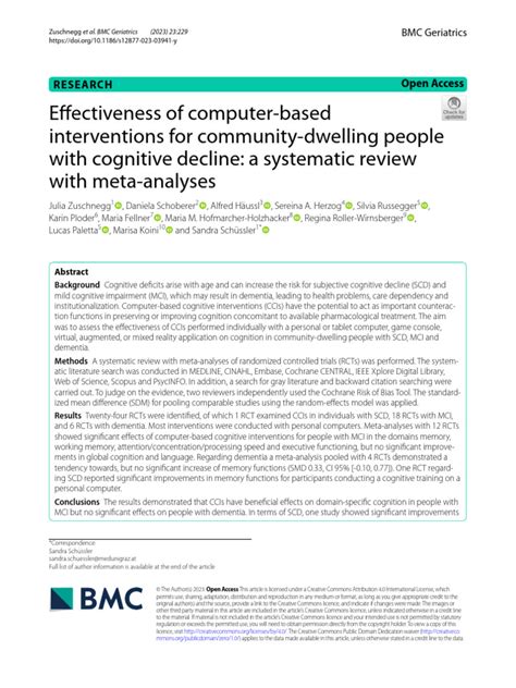 Efectiveness Of Computer Based Interventions For Community Dwelling