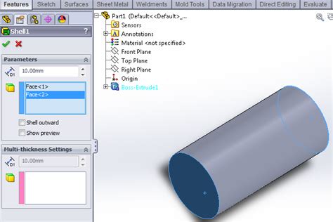 Shell Features Solidworks Solidworks Tutorials