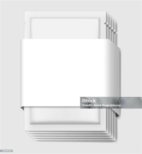 빈 흰색 봉지 패킷 팩 벡터 모형 화장품 의료 또는 식품용 플라스틱 포장 파우치 스택 설계용 템플릿 의료 샘플에 대한 스톡 벡터