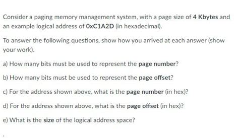 solved consider a paging memory management system with a