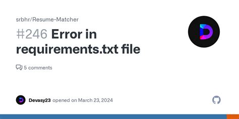 Error In Requirementstxt File · Issue 246 · Srbhrresume Matcher · Github