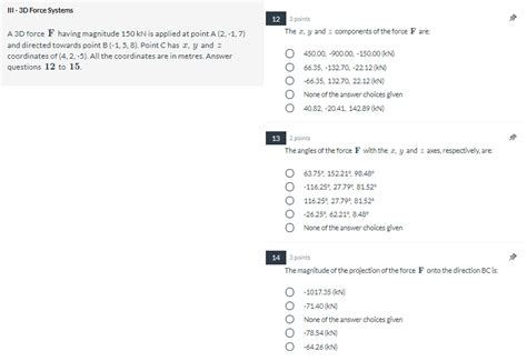 Solved Ii 3d Force Systems 12 3 Points The I Y And