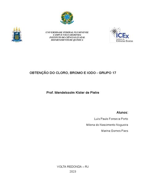 Obtenção Do Bromo Iodo E Cloro Pdf