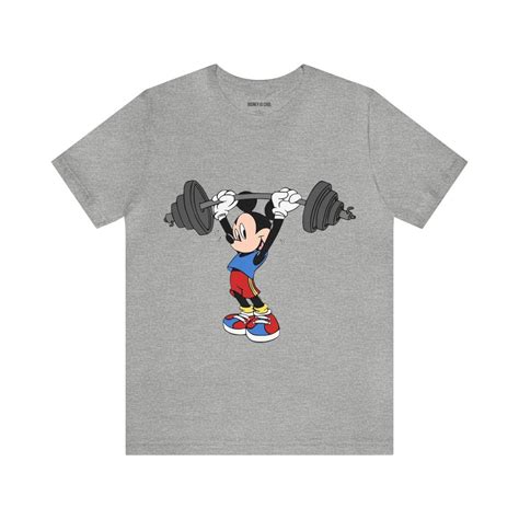 Mickey Mouse Lifting Weights In The Gym T Shirt Etsy