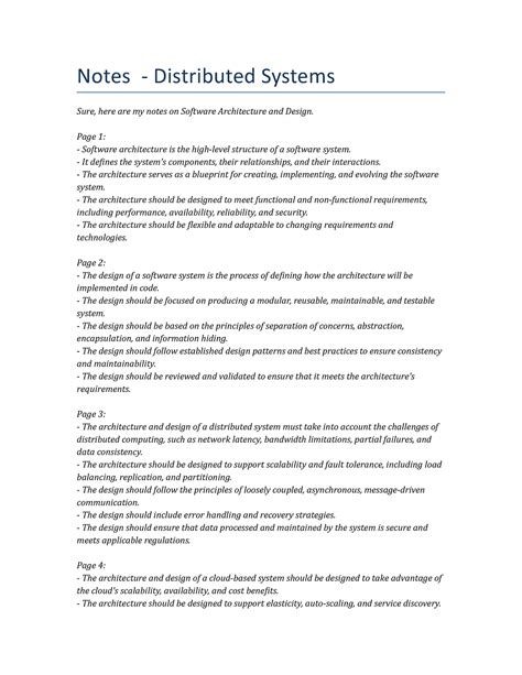 Lecture Notes Distributed Systems Notes Distributed Systems Sure Here Are My Notes On