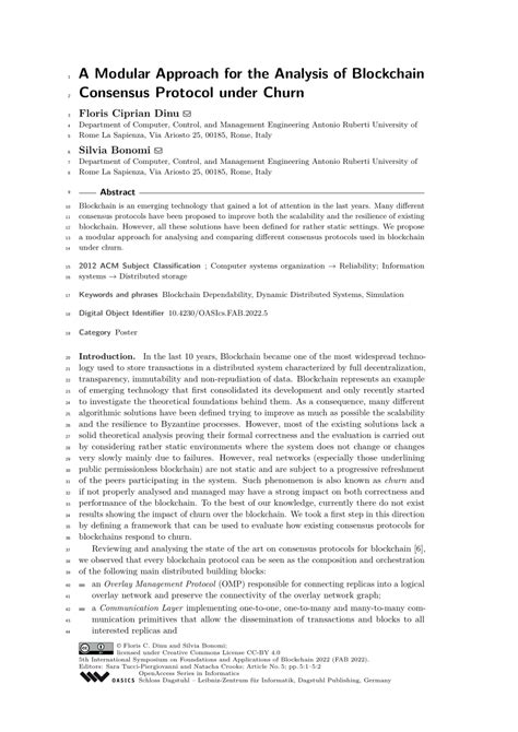 Pdf A Modular Approach For The Analysis Of Blockchain Consensus