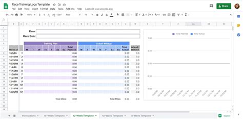 Running Training Plan Spreadsheet Template Marathon Half 5k Any
