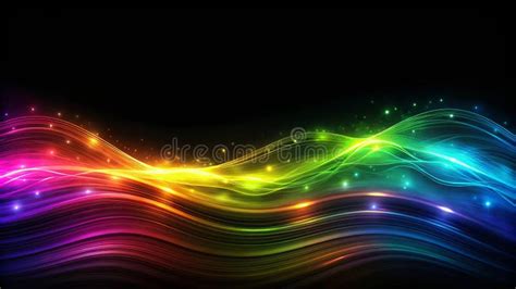 Abstract Rainbow Wave Energy Flow With Glowing Particles Generative Ai