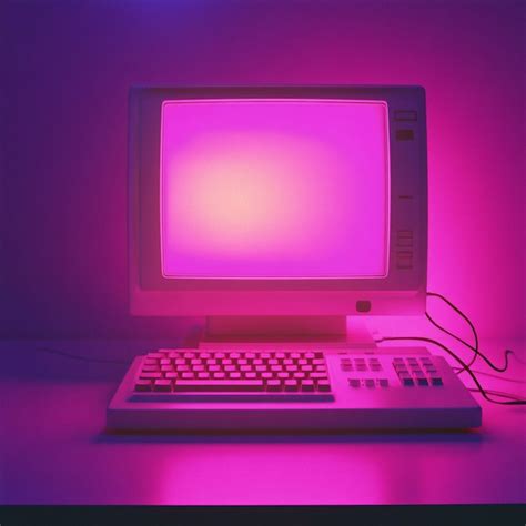 A Pink And Purple Computer With A Purple Light On It Premium Ai