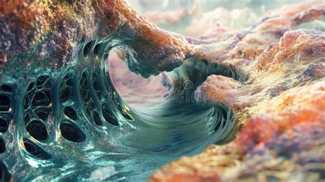 Abstract Representation Of Ocean Waves With Colorful Textures At Sunset Stock Illustration