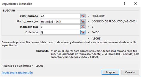 Función BuscarH Excel Calculos Contables