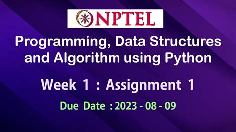 Nptel Programming Data Structures And Algorithms Using Python