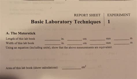 Solved Report Sheet Experiment Basic Laboratory Techniques 1
