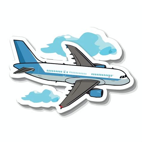 구름과 함께 하늘을 날아다니는 만화 비행기 프리미엄 벡터