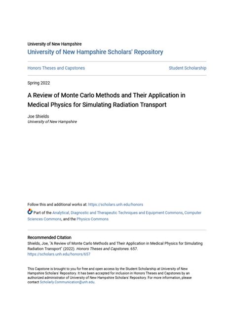 a review of monte carlo methods and their application in medical pdf