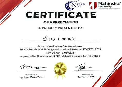 Sijju Ladduri On Linkedin Vlsi Embeddedsystem Mahindrauniversity