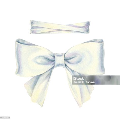 결혼식 생일 발렌타인 데이 어머니의 날 여성의 날 부모와 딸의 날 부활절 크리스마스를 위한 꽃다발을 장식하는 흰색 리본과 리본의 수채화 삽화 격리된 요소 나비매듭에 대한