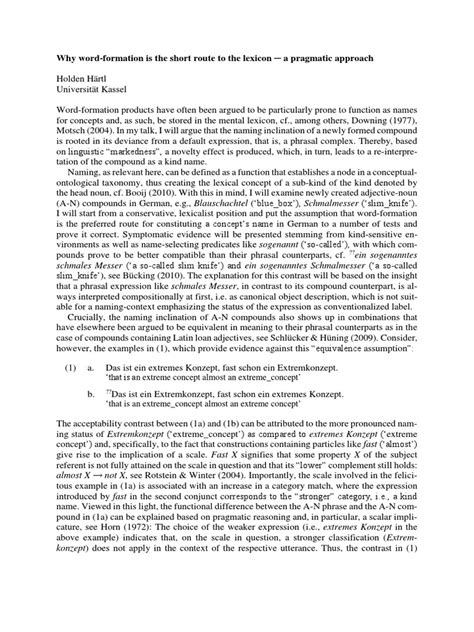 Word Formation And Pragmatics Pdf Semantics Concept
